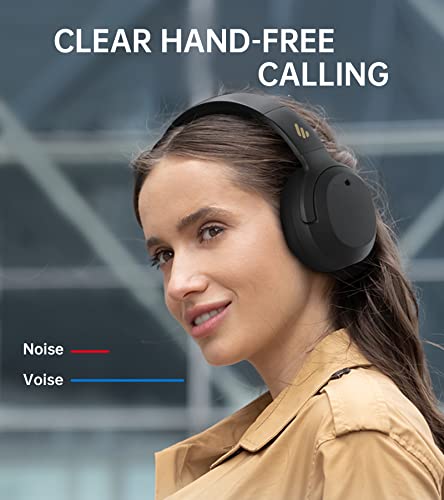 Edifier W820NB Hybrid Active Noise Cancelling Headphones - Hi-Res Audio - 49H Playtime - Wireless Over Ear Bluetooth Headphones for Phone-Call - Black