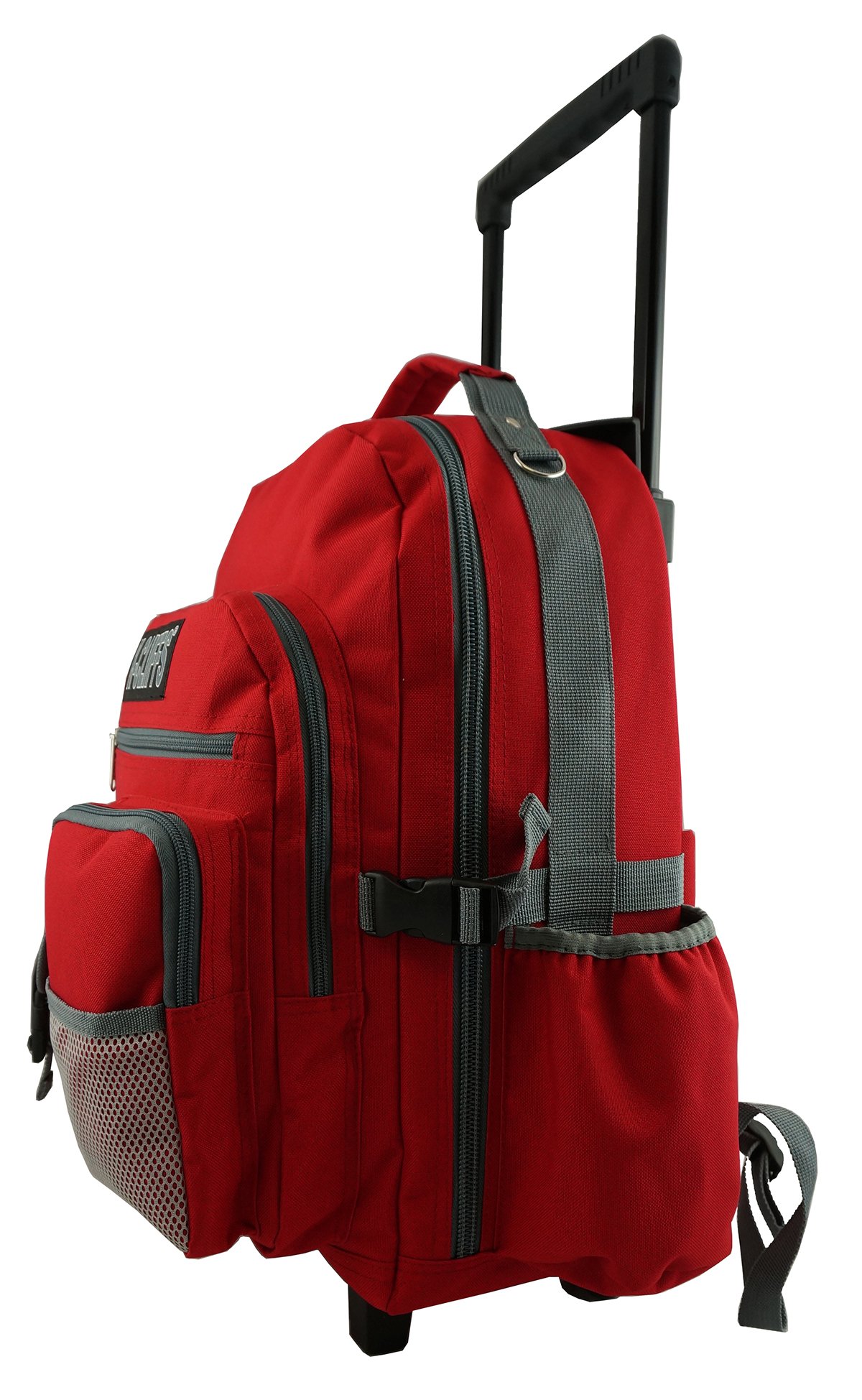 K-Cliffs Rolling Backpack Deluxe Wheeled Daypack School Student Bookbag with Wheels | Red
