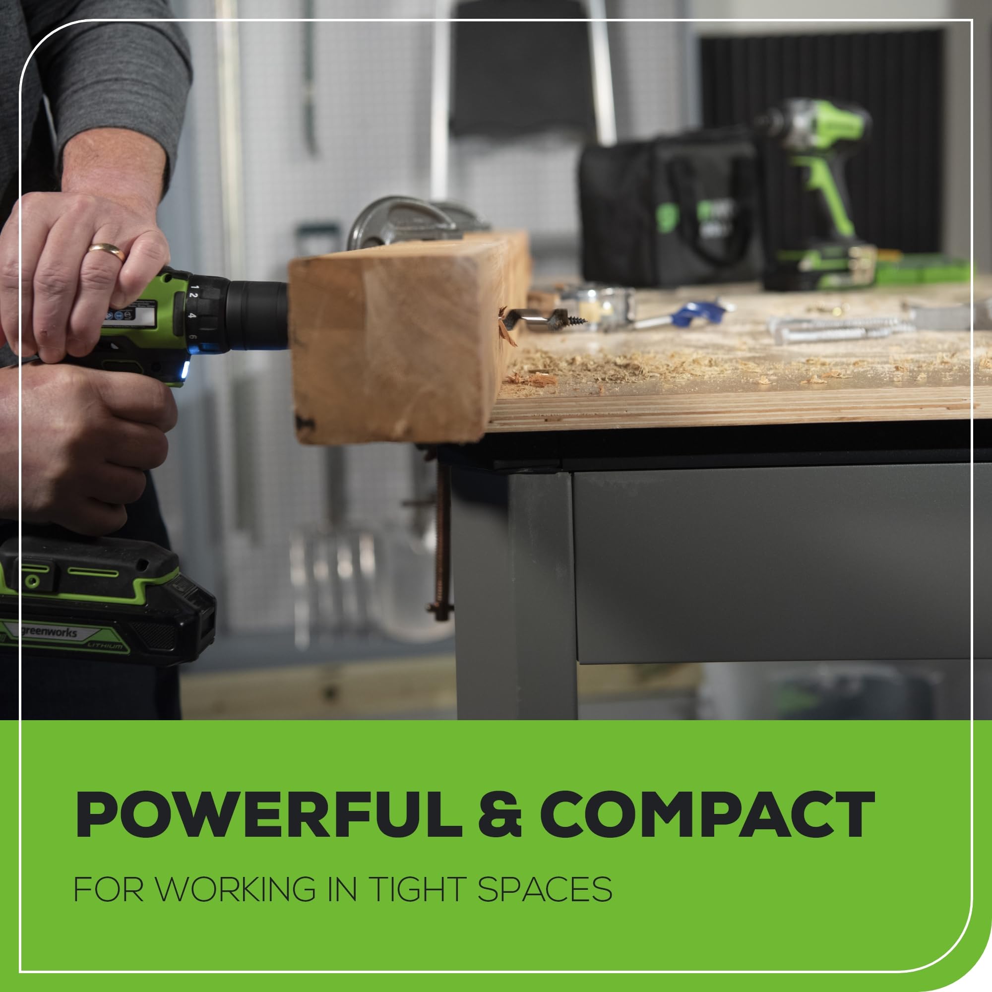 Greenworks 24V Cordless Drill Impact Driver Combo kit, 1/2β Drill & 1/4β Hex Impact Driver Brushless Power Tool Kit, Included 2 Batteries, 1 Charger, 8 pcs Bit Set & Bag