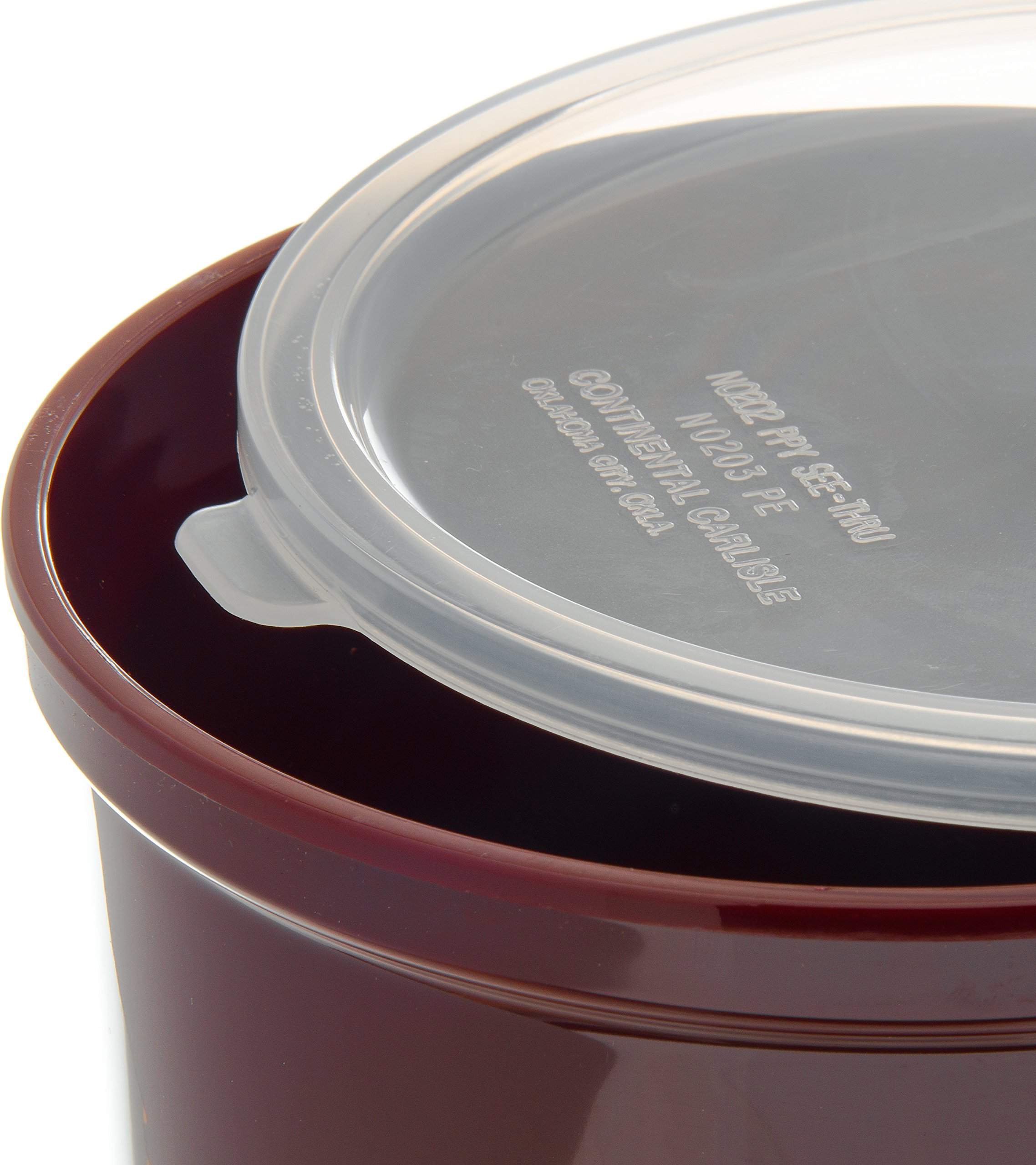 Carlisle FoodService Products Classic Round Storage Container Crock with Lid for Kitchen, Restaurants, Home, Plastic, 1.5 Quarts, Brown, (Pack of 6)