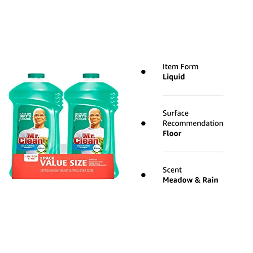 Mr. Clean Meadows and Rain Febreze Freshness Multi-Surface Cleaner 40 Fl Oz (Pack of 2) 80 Fl Oz