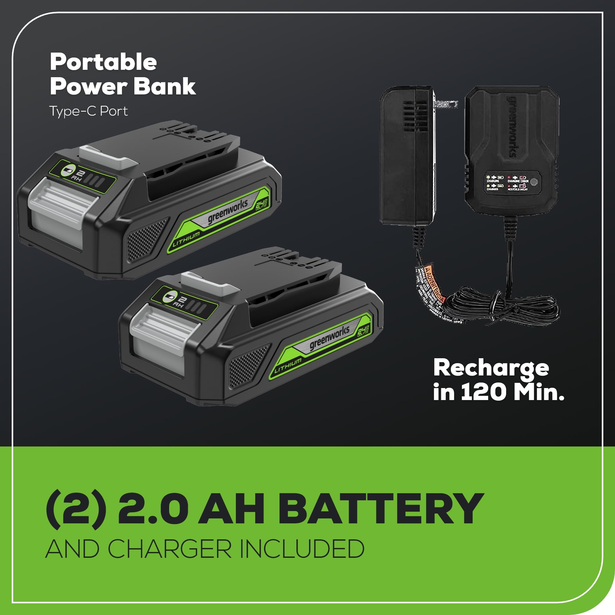 Greenworks 24V Cordless Drill Impact Driver Combo kit, 1/2β Drill & 1/4β Hex Impact Driver Brushless Power Tool Kit, Included 2 Batteries, 1 Charger, 8 pcs Bit Set & Bag