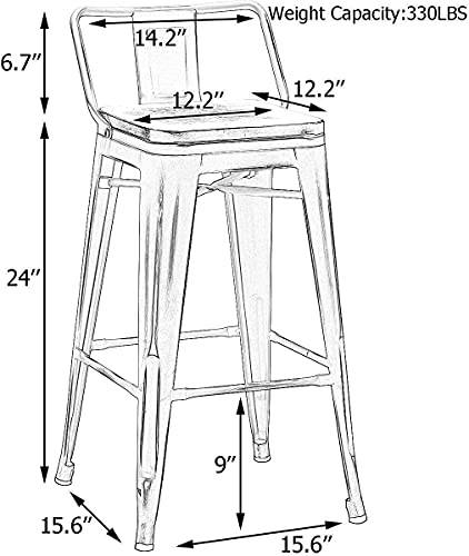 Andeworld 24 Inch Swivel Bar Stools Set of 4 Counter Height Stools Industrial Metal Barstools (24 inch, Distressed White)