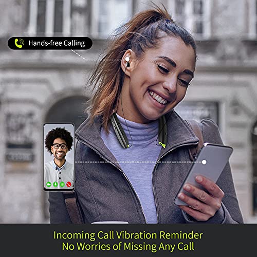 Bluetooth Headset, 2022 Upgraded Neckband Bluetooth Headphones with Retractable Earbuds, Noise Cancelling Stereo Earphones with Mic, Foldable Wireless Headphones for Sports Office with Carry Case