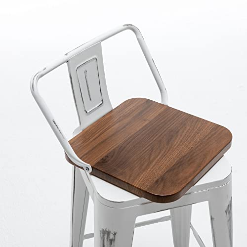 Andeworld 24 Inch Swivel Bar Stools Set of 4 Counter Height Stools Industrial Metal Barstools (24 inch, Distressed White)