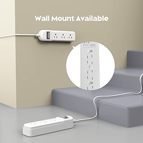 IPX6 Outdoor Power Strip Weatherproof Surge Protector, 9.2 Ft US-Patented Shockproof Extension Cord, 1875W Overloaded Protection Wall Mountable Flat Plug with 3 Outlets for Indoor and Outdoor