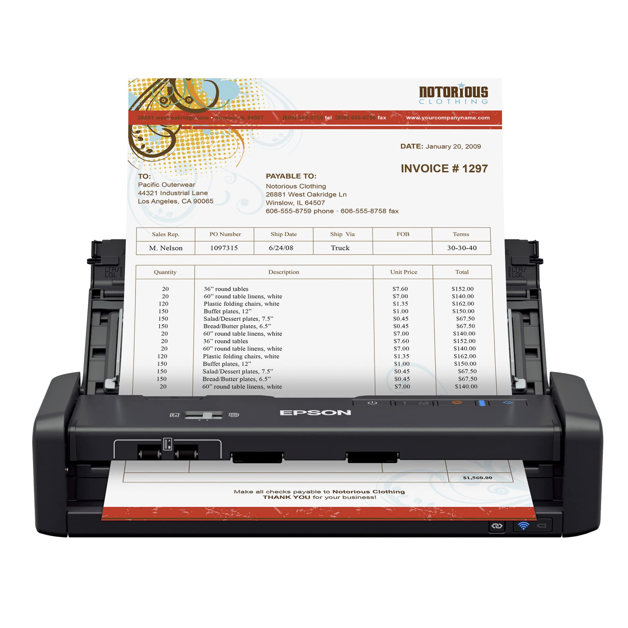 Epson ES-300WR Wireless Color Portable Duplex Document Scanner Accounting Edition for PC and Mac, Auto Document Feeder (ADF)