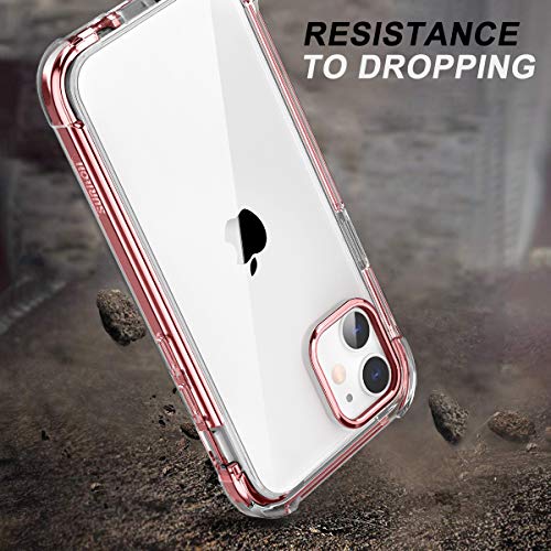 SURITCH Clear Case for iPhone 12 Mini (Only) 5.4-inch, [Built in Screen Protector] Full Body Protective Shockproof Bumper Rugged Phone Cover for iPhone 12 Mini -(Rose Gold)