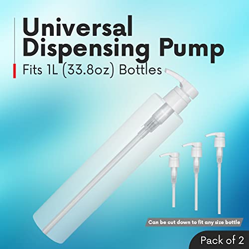 Black And White Universal Pump Replacement Lids for Hand Pump Bottles, Shampoo and Conditioner Dispenser with Extra Large Tube - Fits 1 Liter (33.8oz) Containers for Sanitizer, Oils, and Other Liquid