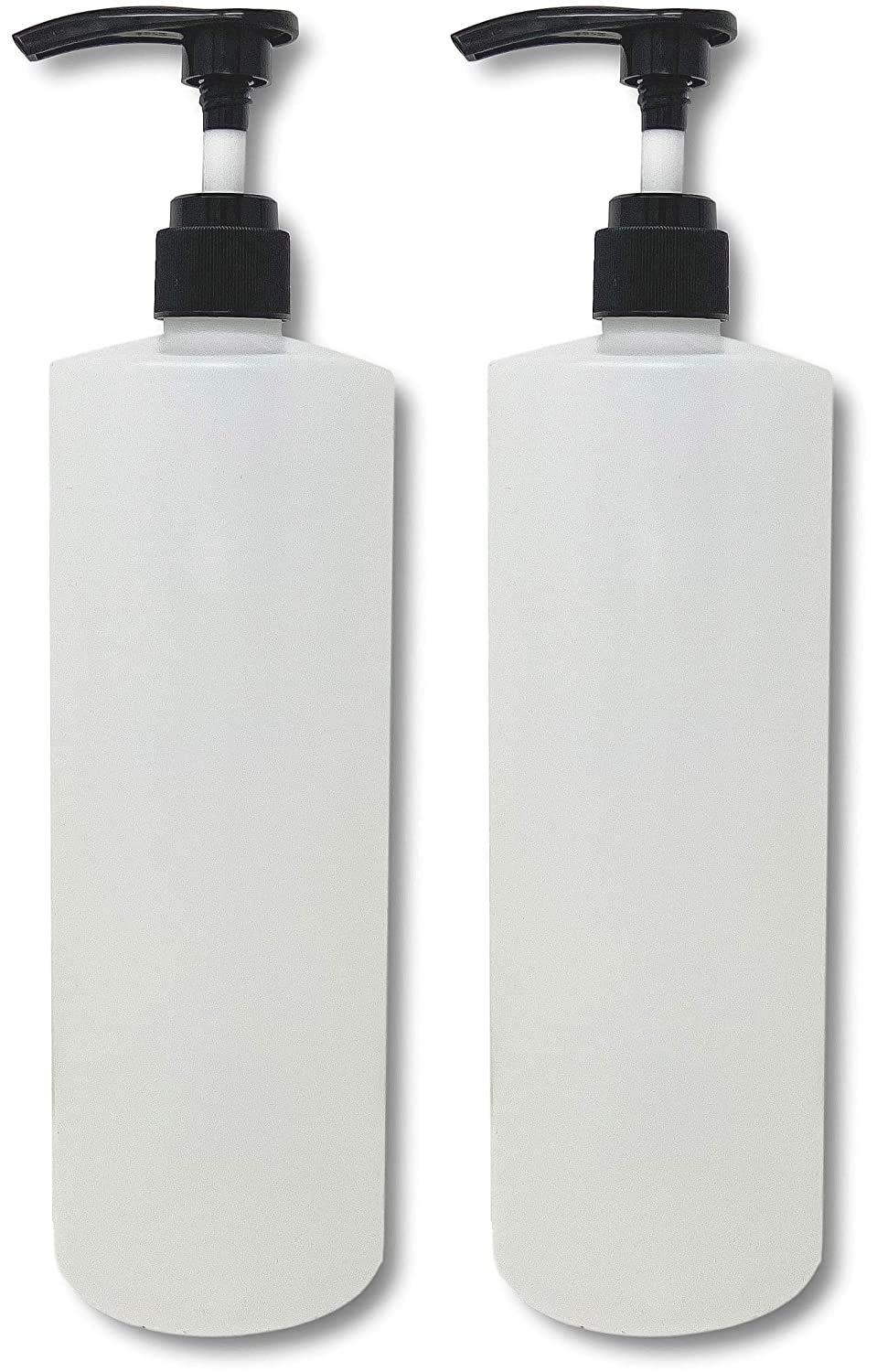 32oz (1 quart) Refillable Empty Pump Bottle Soap Dispensers for Hand Soap, Shampoo, Shower Gel, Body Wash and Lotion, BPA-Free HDPE Plastic with Heavy-Duty Shower-Guard Pump (2 Pack)