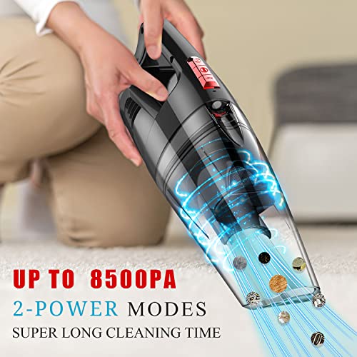 whall Handheld Vacuum Cordless, 8500PA Strong Suction Hand Held Vacuum Cleaner with LED Light, Lightweight Mini Car Vacuum Cordless Rechargeable, Portable Hand Vacuum Wet Dry for Car, Home and Pet