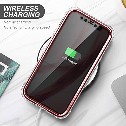 SURITCH Clear Case for iPhone 12 Mini (Only) 5.4-inch, [Built in Screen Protector] Full Body Protective Shockproof Bumper Rugged Phone Cover for iPhone 12 Mini -(Rose Gold)