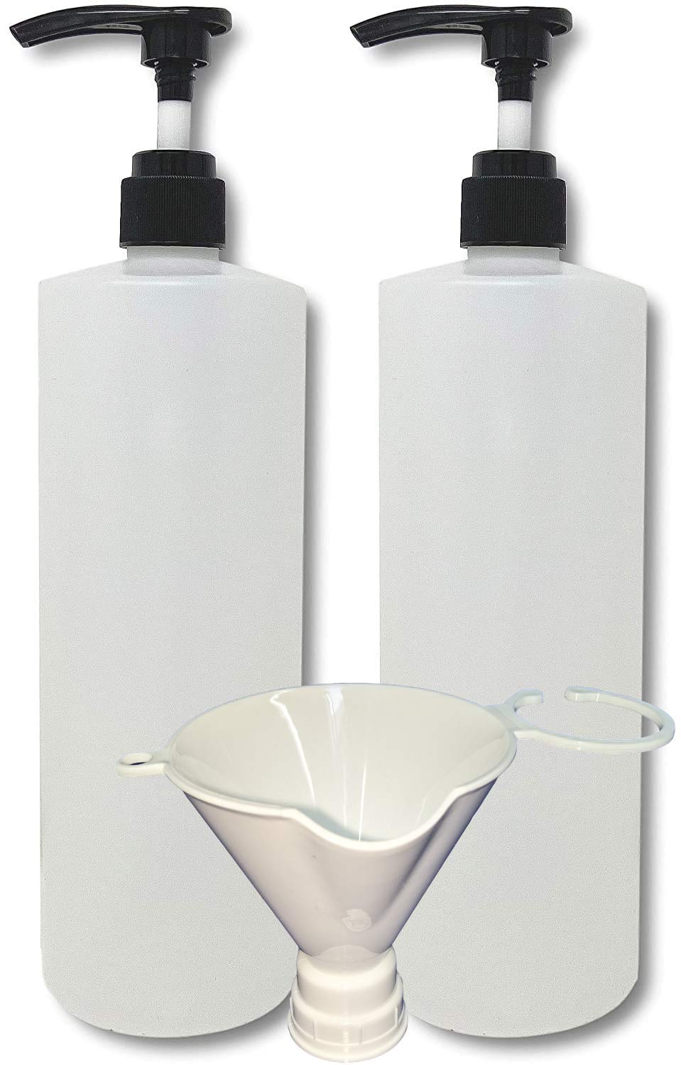 32oz (1 quart) Refillable Empty Pump Bottle Soap Dispensers for Hand Soap, Shampoo, Shower Gel, Body Wash and Lotion, BPA-Free HDPE Plastic with Heavy-Duty Shower-Guard Pump (2 Pack)