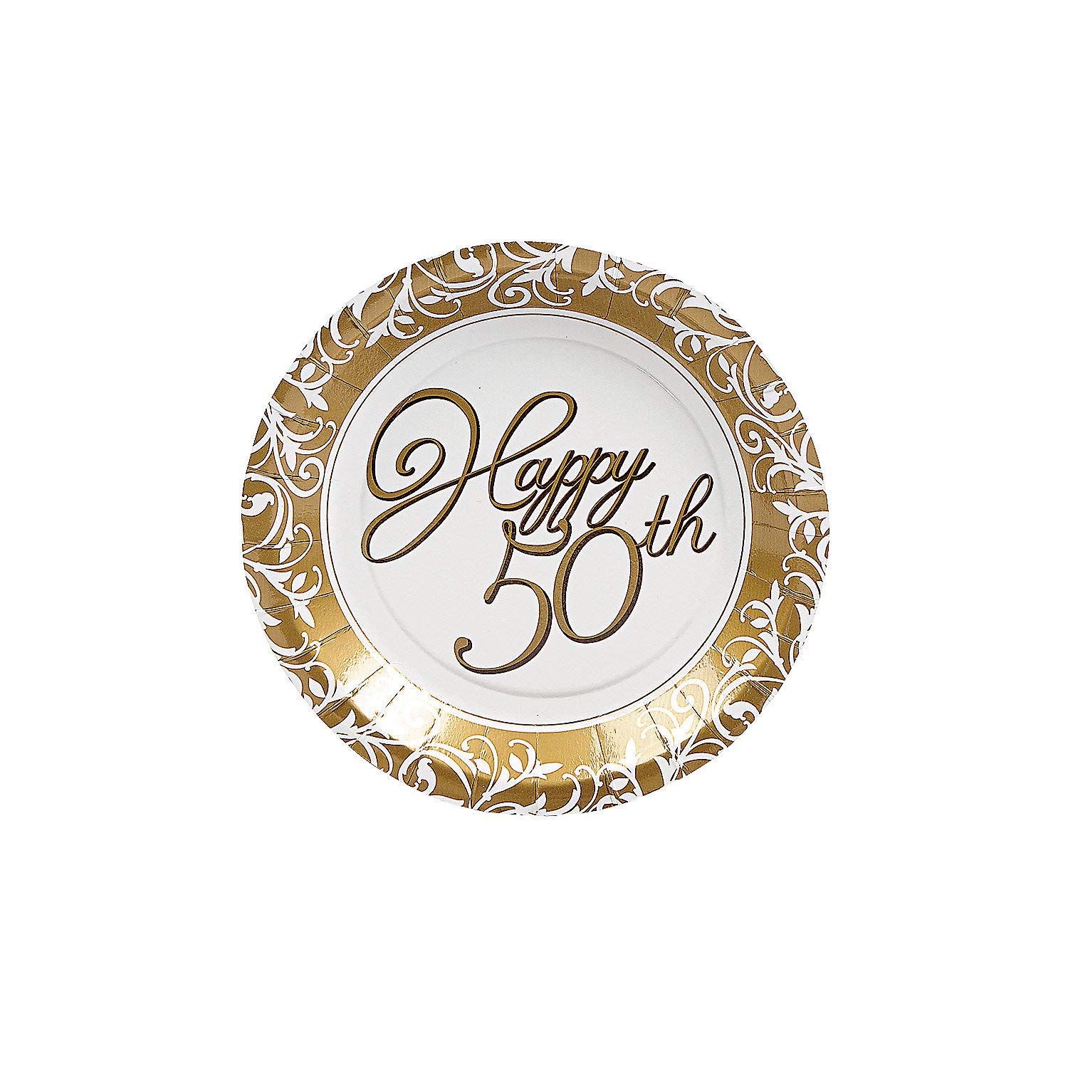 Fun Express - 50th Anniversary Dessert Plates for Wedding - Party Supplies - Print Tableware - Print Plates & Bowls - Wedding - 8 Pieces