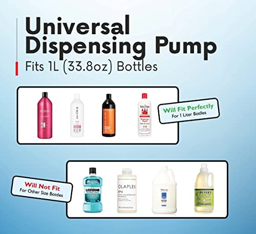 Black And White Universal Pump Replacement Lids for Hand Pump Bottles, Shampoo and Conditioner Dispenser with Extra Large Tube - Fits 1 Liter (33.8oz) Containers for Sanitizer, Oils, and Other Liquid