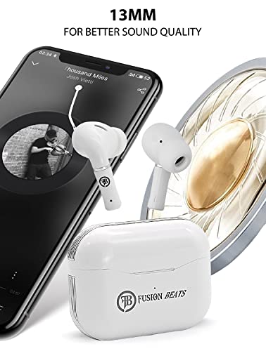 Fusion Beats Bluetooth Wireless Earbuds/Best, USB-C/Noise Cancelling Wireless Sports Earphones/Sweatproof Earbuds for Gym Running/Up to 30 Hours Playtime/Built-in Mic Headsets/for iPhone/Android