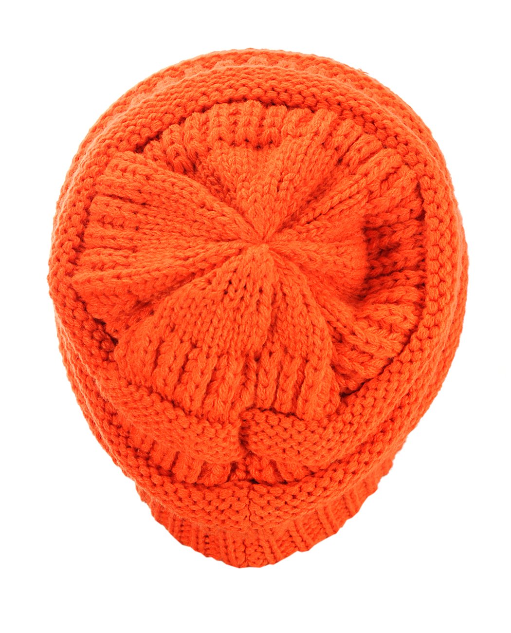 C.C Trendy Warm Chunky Soft Stretch Cable Knit Beanie Skully, Neon Orange