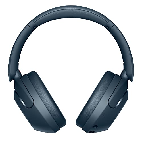 Sony WH-XB910N Extra BASS Noise Cancelling Headphones, Wireless Bluetooth Over The Ear Headset with Microphone and Alexa Voice Control, Blue (Amazon Exclusive) (Renewed)