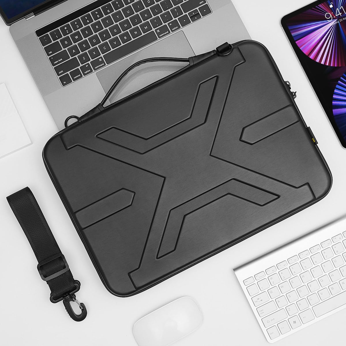 KIZUNA Laptop bag Case 15 Inch Shockproof EVA Hard Shell Handle Sleeve For 15" Macbook air M3 M2 2024/15" Lenovo IdeaPad 3i /15.6" Dell XPS 15/IdeaPad Slim 3i 14",Black