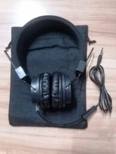 Wired Headphones - Kids Headset Girls Ear Microphone Boys Head mic audiofonos Cord Jack 3.5 Plug for iPhone iPad Chromebook School Laptop Tablet Computer Kindle Black Foldable Travel Volume Limited