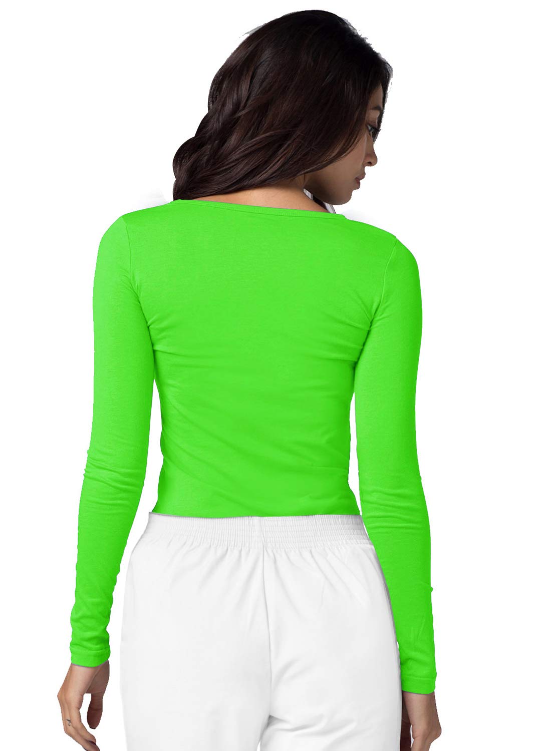 Adar Uniforms Underscrubs for Women - Long Sleeve Comfort Tee - 2900 - Neon Lime Green - L