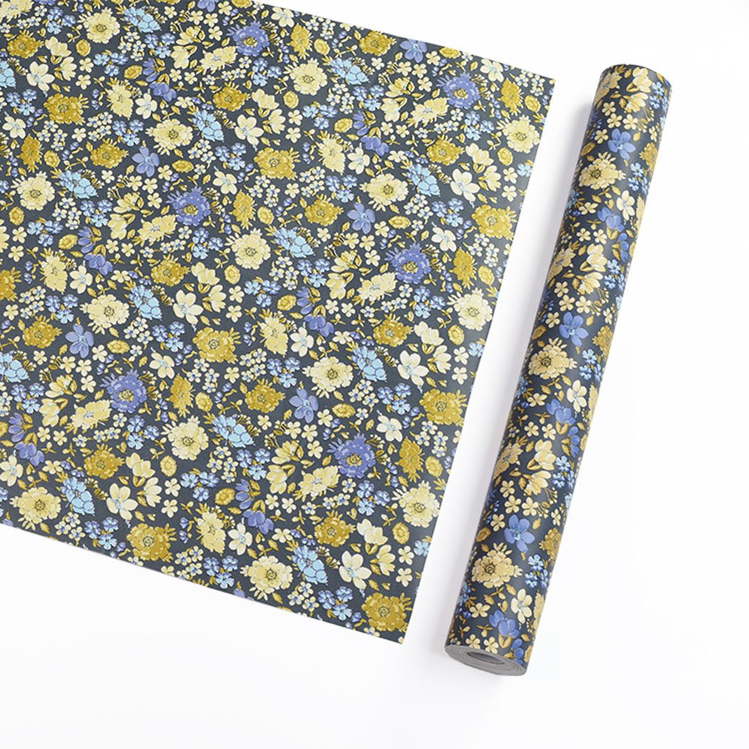 GLOW4U Self Adhesive Vintage Blue Floral Contact Paper Shelf Liner for Cabinets Shelves Drawer Arts and Crafts Decal 17.7x78.7 Inches
