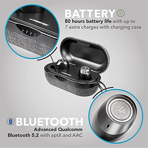 LYPERTEK PurePlay Z3 2.0 - True Wireless Earbuds - 10+70 Hours Play Time, PureControl App, Bluetooth 5.2, Wireless Charging, IPX7 Waterproof, Black