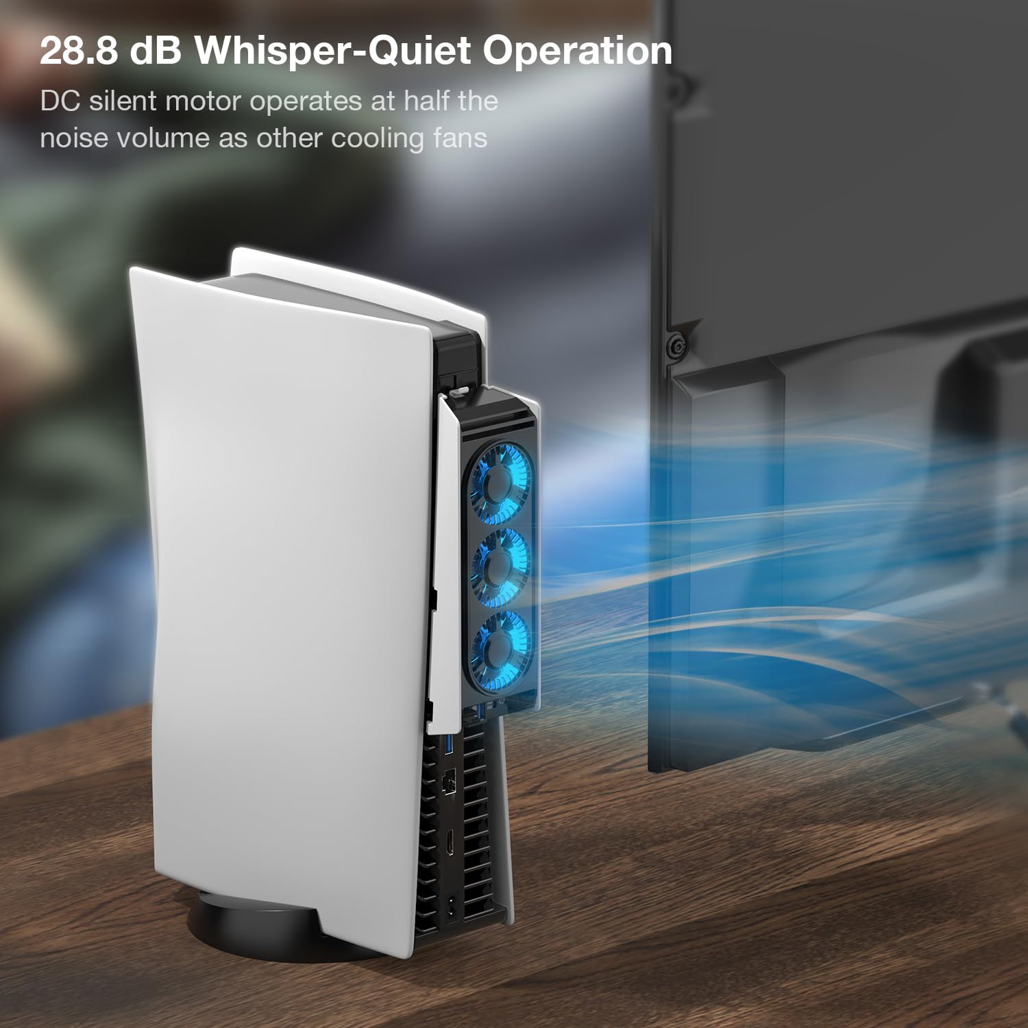 PS5 Cooling Fan, MEQI PS5 Accessories Upgraded Quiet Cooler Fan with LED Light & USB 3.0 Hubs, Efficient Cooling Station for Playstation 5 Disc/Digital Edition