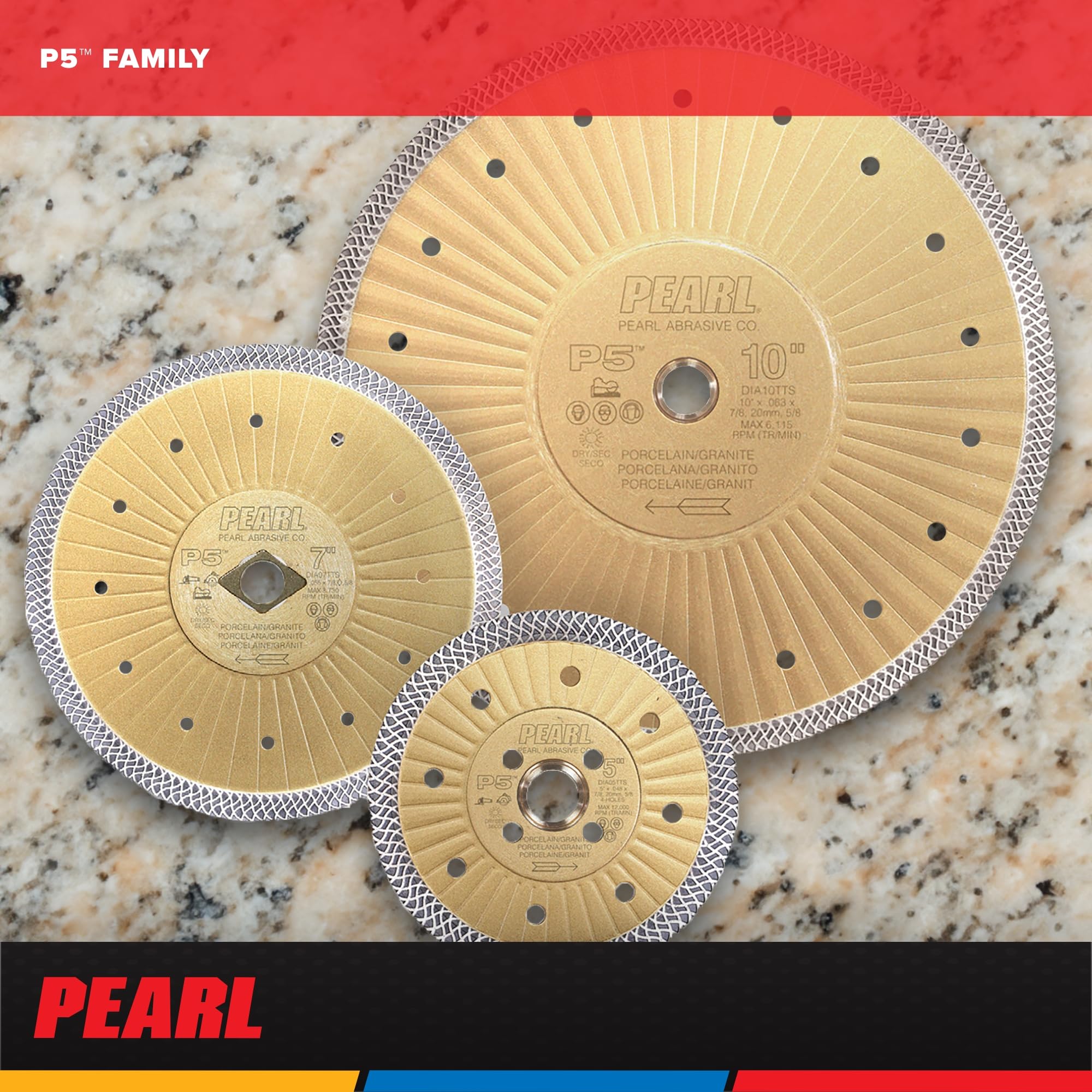 PEARL ABRASIVE CO. P5 Thin Mesh Turbo Blade 4" 5/8"-20mm-7/8 Arbor