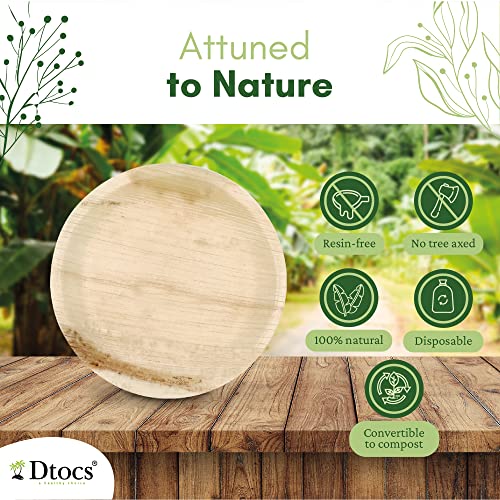 Dtocs Palm Leaf Plate 9 Inch Dinner Plate [50], 7" Dessert [50]