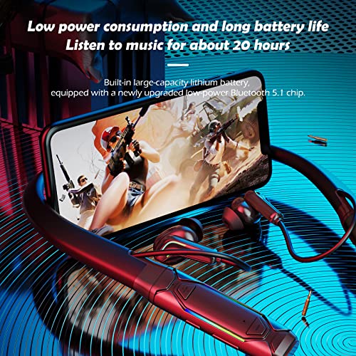 ERSZOO Neckband Bluetooth Headphones Stereo Sound Wireless Earbuds 20 Hrs Playtime Headset with Microphone Noise Canceling IPX4 Waterproof Gym Running Compatible with iPhone,Samsung, Android,Black