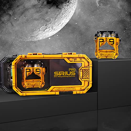 Gravastar Sirius Pro Wireless Earbuds, Bluetooth TWS Earbuds with 16 Hours Playtime, Deep Bass 3D Stereo, Headphones for iPhone/Android(War Damaged Yellow)