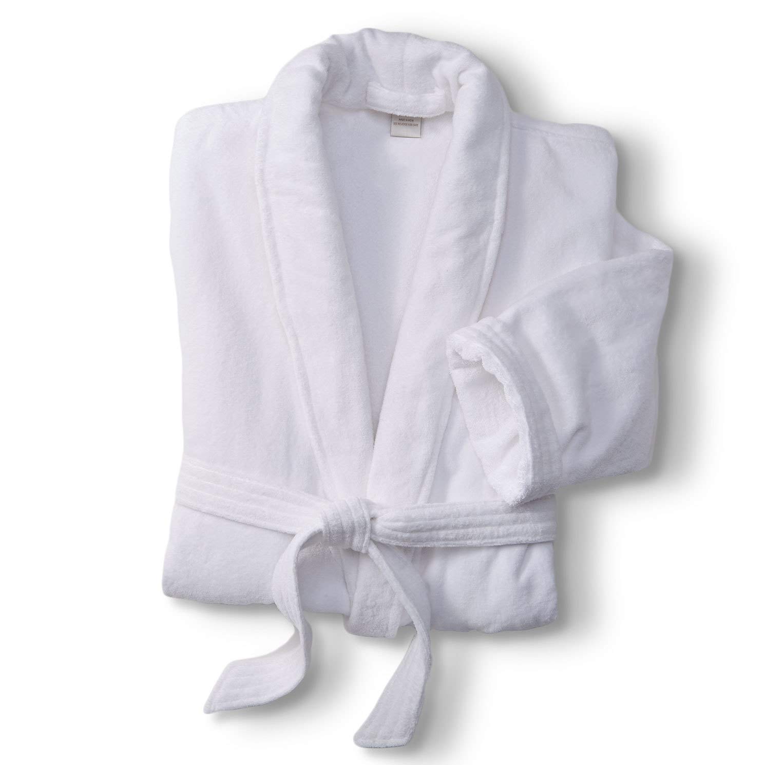 Marriott Terry Velour Robe - Bath Robes for Women - Ladies White Hotel Robe with Shawl Collar and Self-Tie Belt - Women's Robes - Spa Robe - Bathrobe for Women - One Size