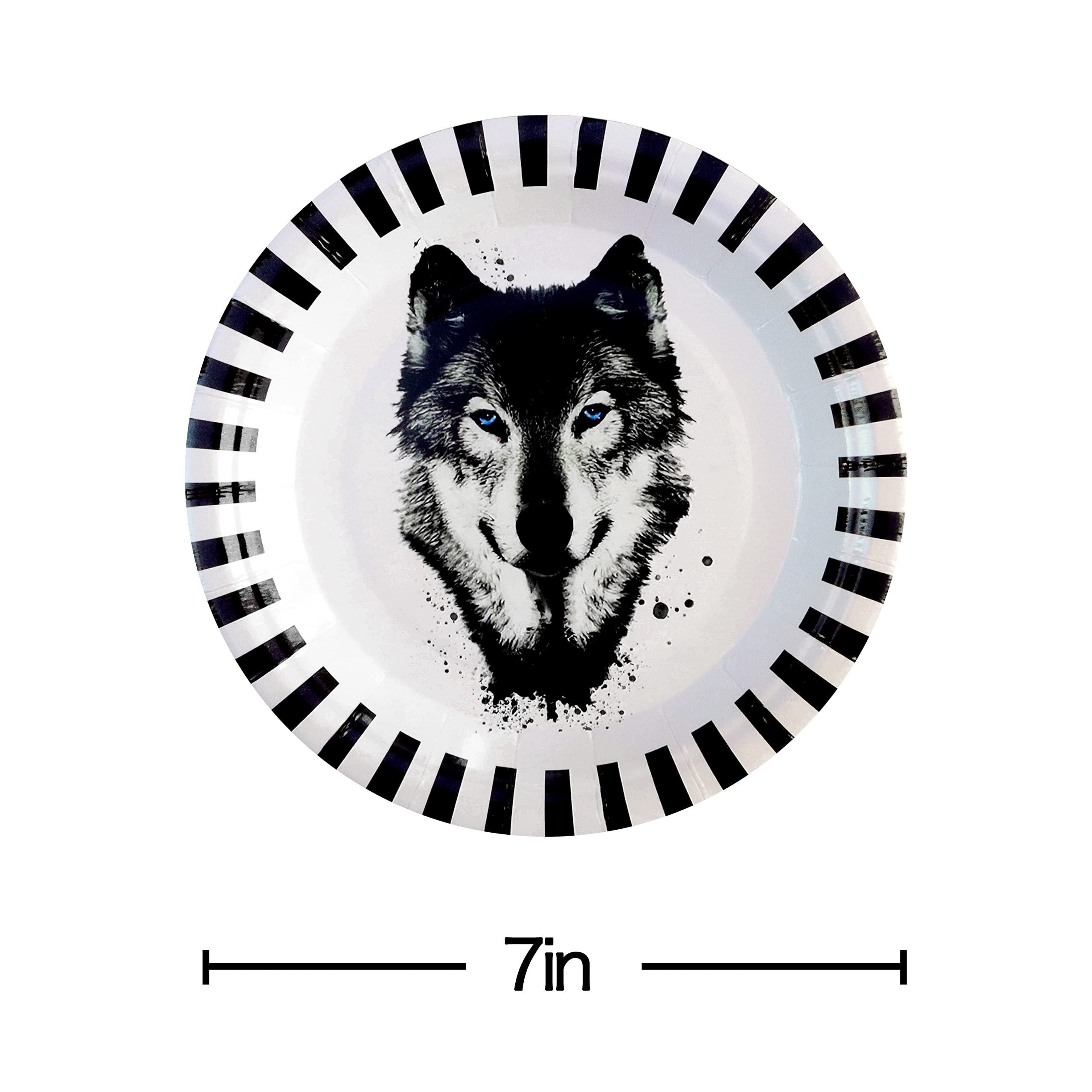 Pandecor 50 Pieces Wolf Birthday Paper Dessert Plates,7 Inches Disposable Animal Wolf Party Cake Plates for Birthday Party