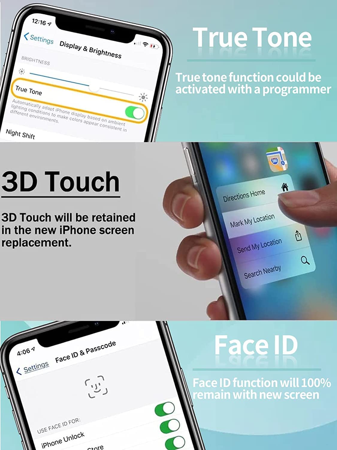 Ayake for iPhone 12 Mini Screen Replacement, 5.4-inch Full Hd LCD Display and Touch Digitizer Assembly with Repair Tool Kits Face ID Remains and True Tone Programmable