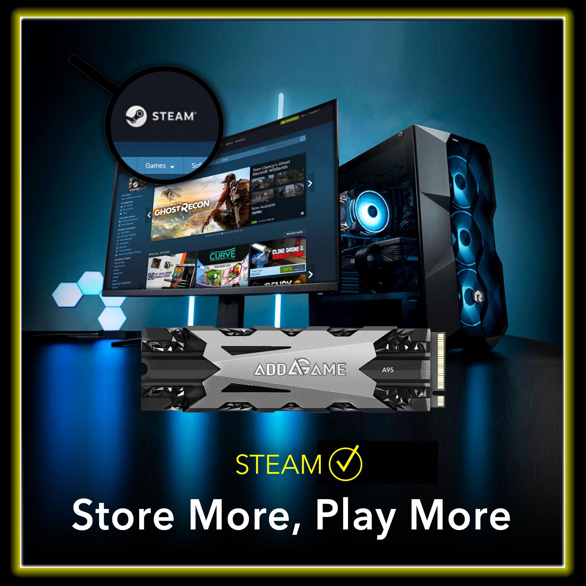 Addlink A95 4TB M.2 SSD Storage Expansion for PS5 Consoles with Heatsink, up to 7200 MB/s, Internal Gaming SSD -2280 PCIe NVMe Gen4X4 3D TLC with Dram NAND SSD (ad4TBA95M2P) Made in Taiwan