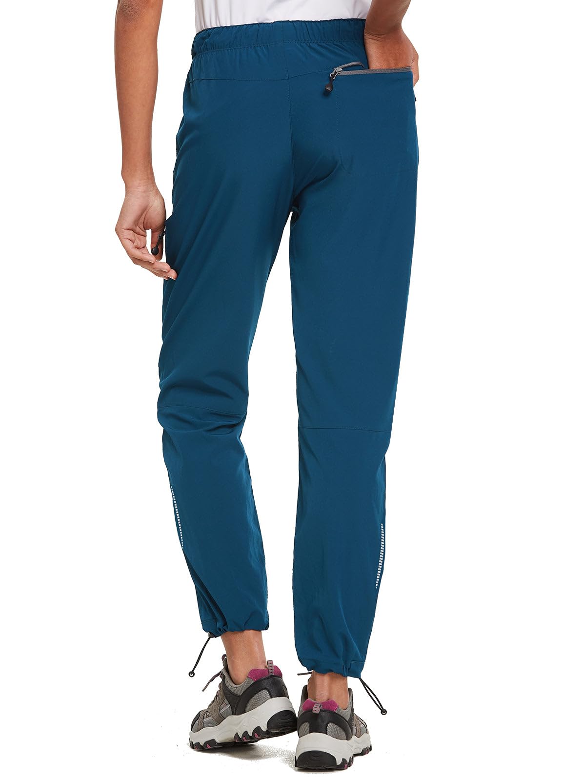BALEAF Women's Hiking Pants Quick Dry Water Resistant Lightweight Joggers Pant for All Seasons Elastic Waist Navy Blue Size Large