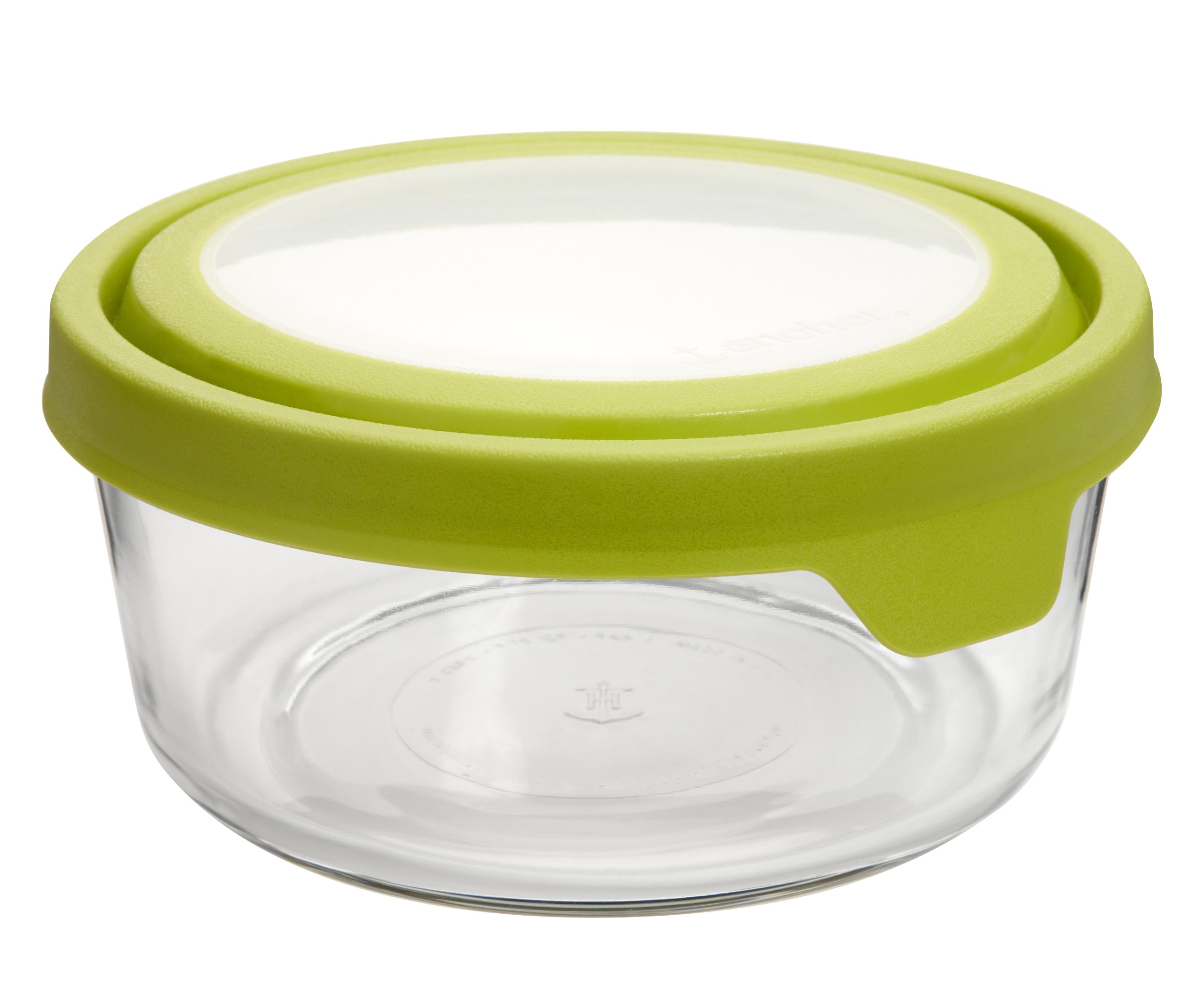 Anchor Hocking 7-Cup Round Food Storage Containers with Green TrueSeal Airtight Lids, Set of 4, Clear Glass -