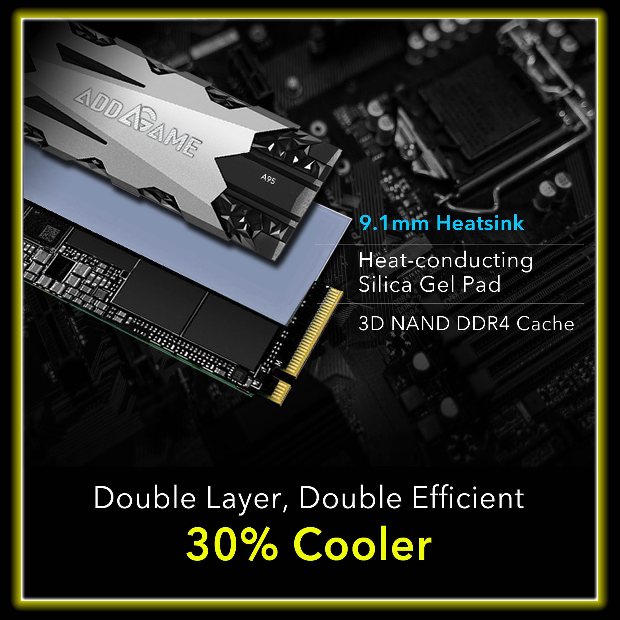 Addlink A95 4TB M.2 SSD Storage Expansion for PS5 Consoles with Heatsink, up to 7200 MB/s, Internal Gaming SSD -2280 PCIe NVMe Gen4X4 3D TLC with Dram NAND SSD (ad4TBA95M2P) Made in Taiwan