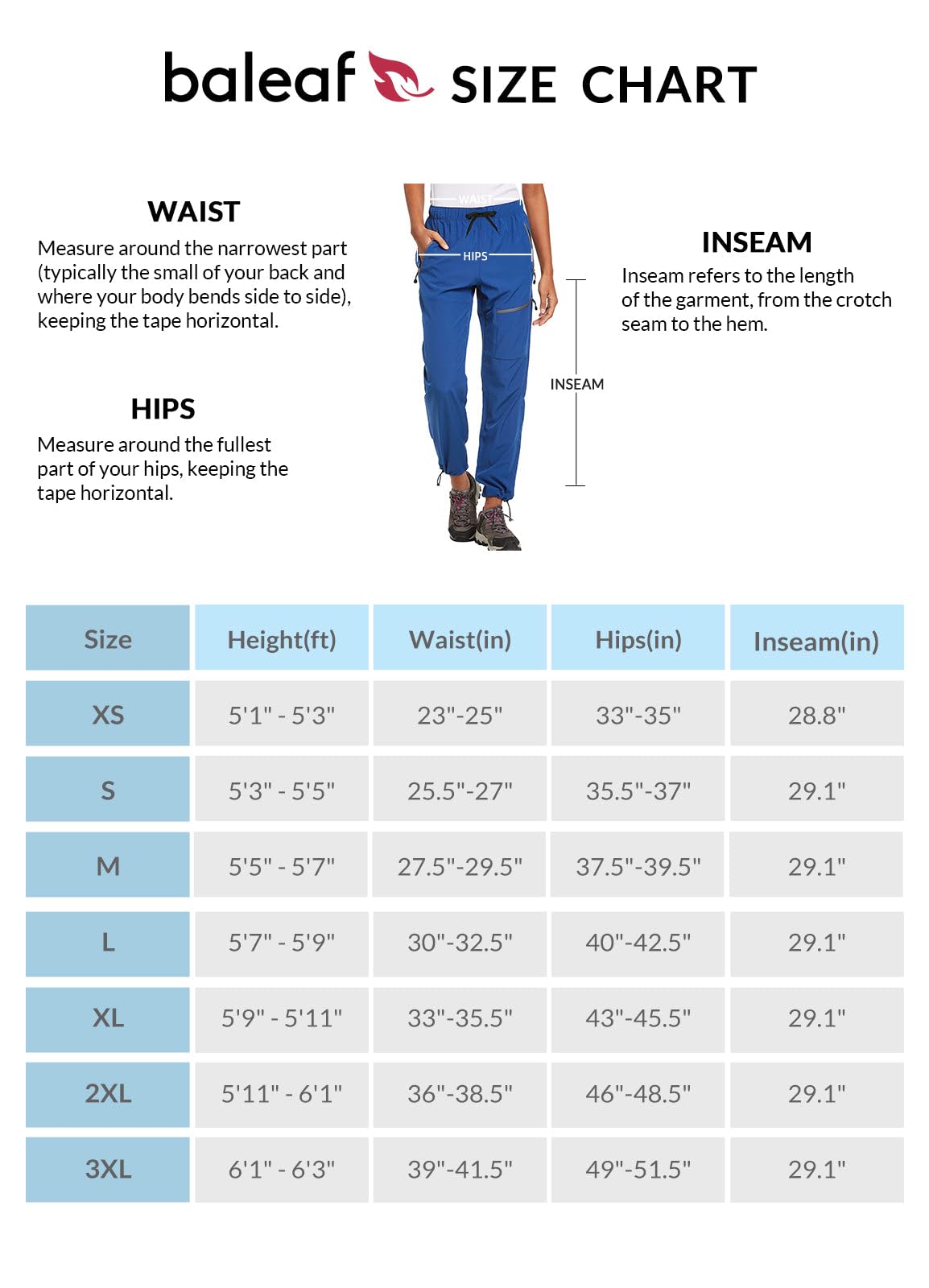 BALEAF Women's Hiking Pants Quick Dry Water Resistant Lightweight Joggers Pant for All Seasons Elastic Waist Navy Blue Size Large