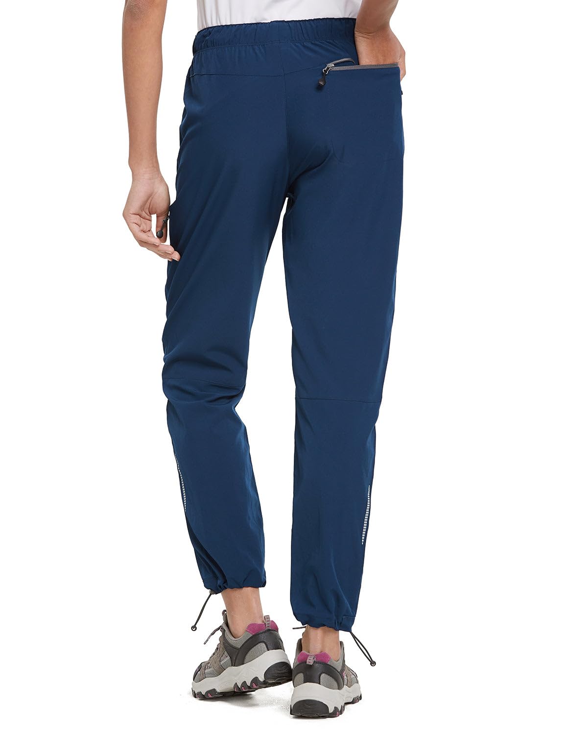 BALEAF Women's Hiking Pants Quick Dry Water Resistant Lightweight Joggers Pant for All Seasons Elastic Waist Navy Blue Size Large