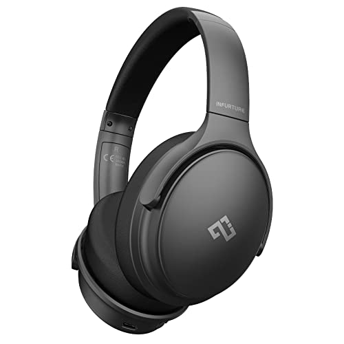 INFURTURE Active Noise Cancelling Headphones, H1 Wireless Over Ear Bluetooth Headphones, Deep Bass Headset, Low Latency, Memory Foam Ear Cups,40H Playtime, for Adults, Kids, TV, Travel, Home Office