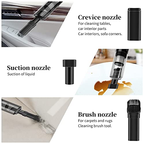 URORU Portable Mini Auto Vacuum Cleaner, Wireless Handheld Car Vacuum Cleaner, 6000 Pa Super Suction Power, Wireless, High Power and Quick Charge Tech, Rechargeable for Home, Car, Office⦠(Black)
