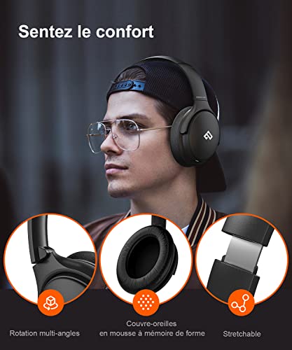 INFURTURE Active Noise Cancelling Headphones, H1 Wireless Over Ear Bluetooth Headphones, Deep Bass Headset, Low Latency, Memory Foam Ear Cups,40H Playtime, for Adults, Kids, TV, Travel, Home Office