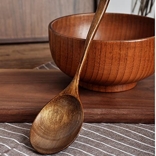 Kitchen Spoons 9 Inch Wooden Spoon Nonstick Kitchen Serving Spoons Scooper Utensil Long Handle Soup Spoon for Cooking And Stirring Spoons Silverware