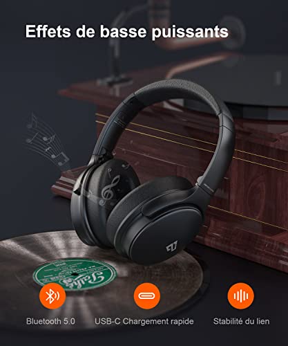 INFURTURE Active Noise Cancelling Headphones, H1 Wireless Over Ear Bluetooth Headphones, Deep Bass Headset, Low Latency, Memory Foam Ear Cups,40H Playtime, for Adults, Kids, TV, Travel, Home Office