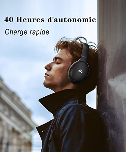 INFURTURE Active Noise Cancelling Headphones, H1 Wireless Over Ear Bluetooth Headphones, Deep Bass Headset, Low Latency, Memory Foam Ear Cups,40H Playtime, for Adults, Kids, TV, Travel, Home Office