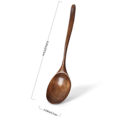 Kitchen Spoons 9 Inch Wooden Spoon Nonstick Kitchen Serving Spoons Scooper Utensil Long Handle Soup Spoon for Cooking And Stirring Spoons Silverware
