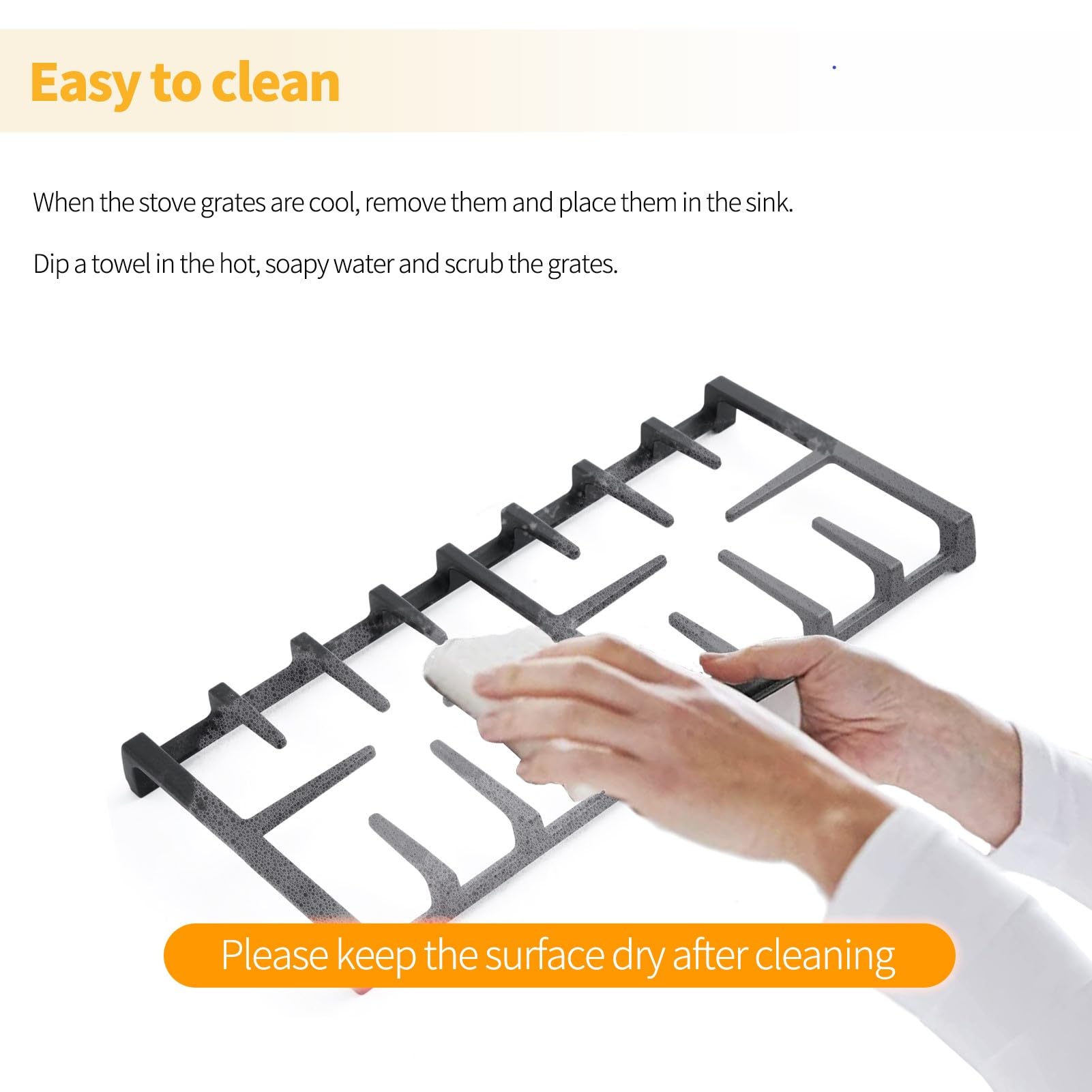 WB31X27150 Stove Grate Replacement for GE Stove Parts, JXGRATE1 WB31X24737 Center Grate for General Electric Gas Range Parts Surface Burner Grate GE Cast Iron Rack 1 Pack