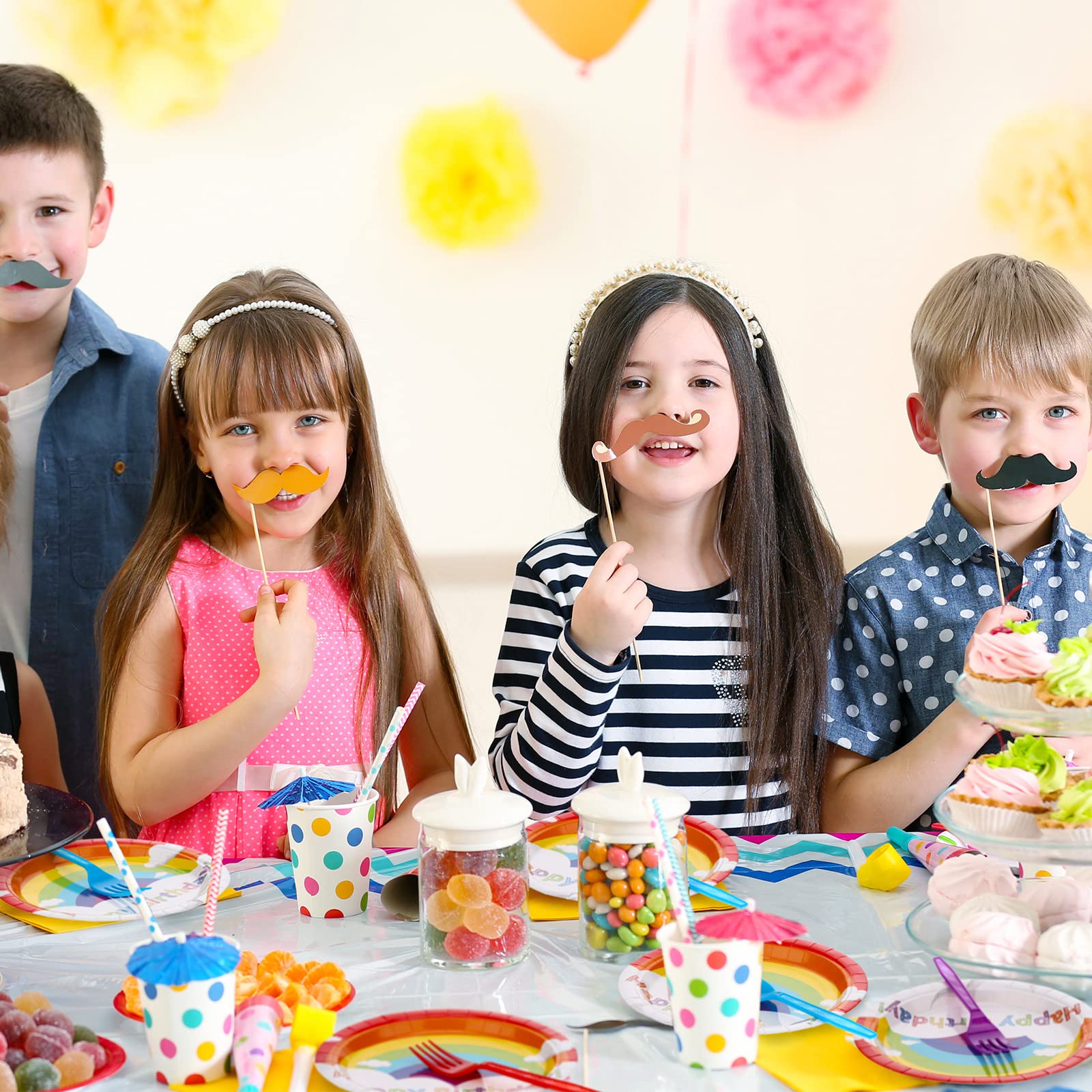 100 Pcs Rainbow Party Supplies Include 7 Inch Rainbow Party Plates 9 Inch Party Plates Napkins and Tableware Forks Spoons for 20 Guests Birthday Party Decorations(Rainbow Style)